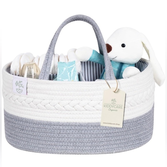 Accessories | Woven Diaper Caddy Basket With Handle Lid Diaper Caddy ...